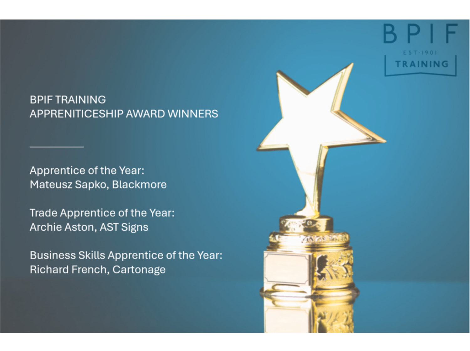apprenticeship award winners - BPIF Training